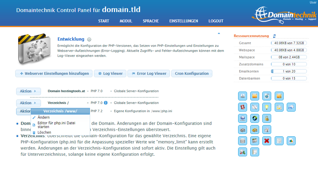 Entwicklung PHP Verwaltung Und Log Ansicht